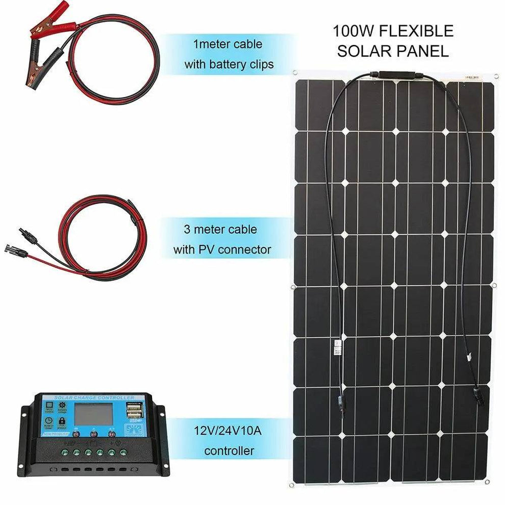 Solar Panels Flexible 100/200/300W solar controller 12V battery – 54 ...