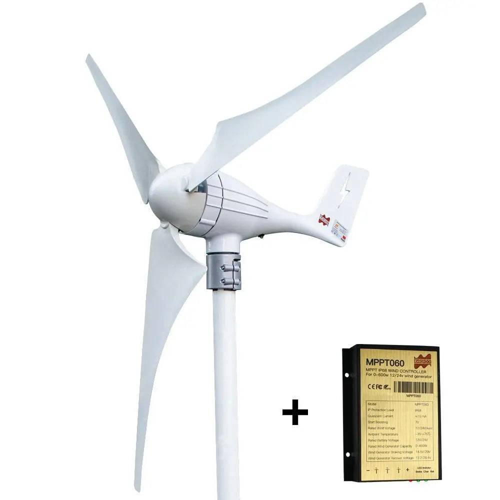 Wind Turbine Generator 600W 12/24V LED Light MPPT Charge Controller ...
