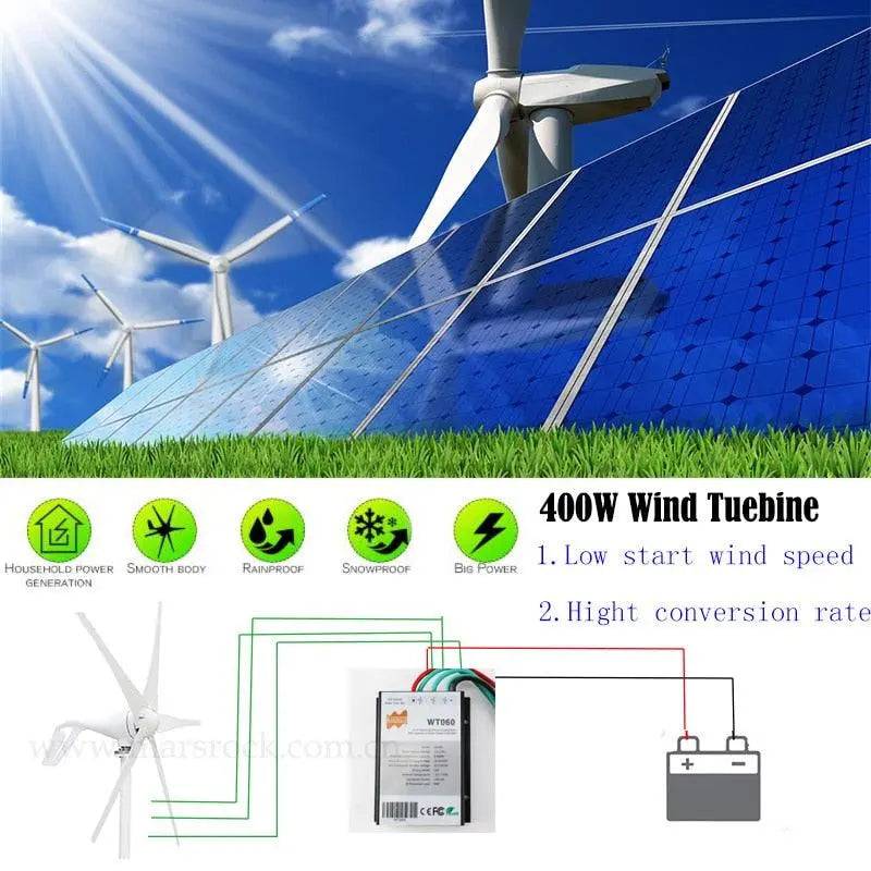 Wind Turbine Generator 400/600W small windmill 12/24V dc charge ...